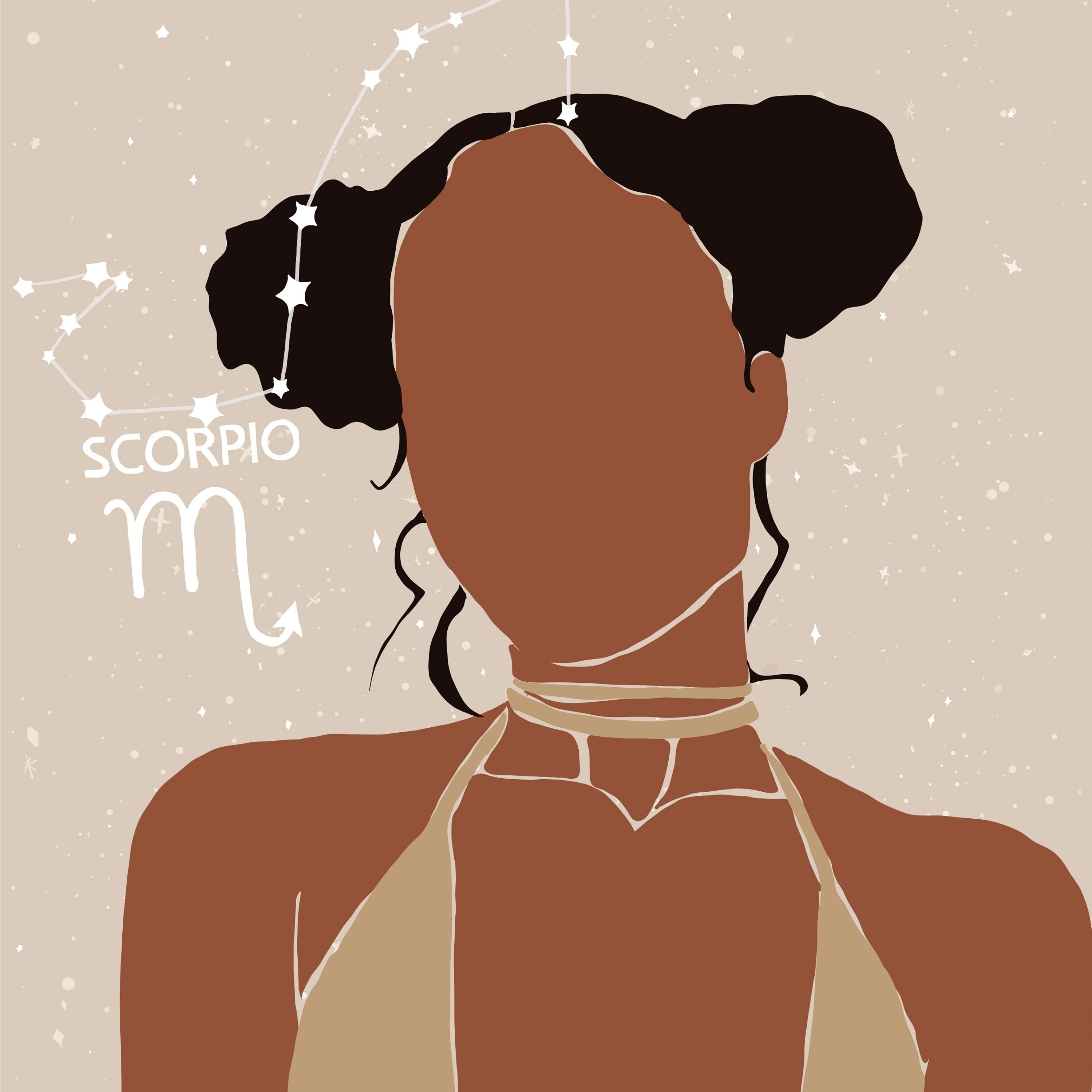 Black Girl Scorpio Zodiac Print, Scorpio Zodiac Constellation, Natural ...