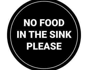 No Food in Sink Sign - Etsy