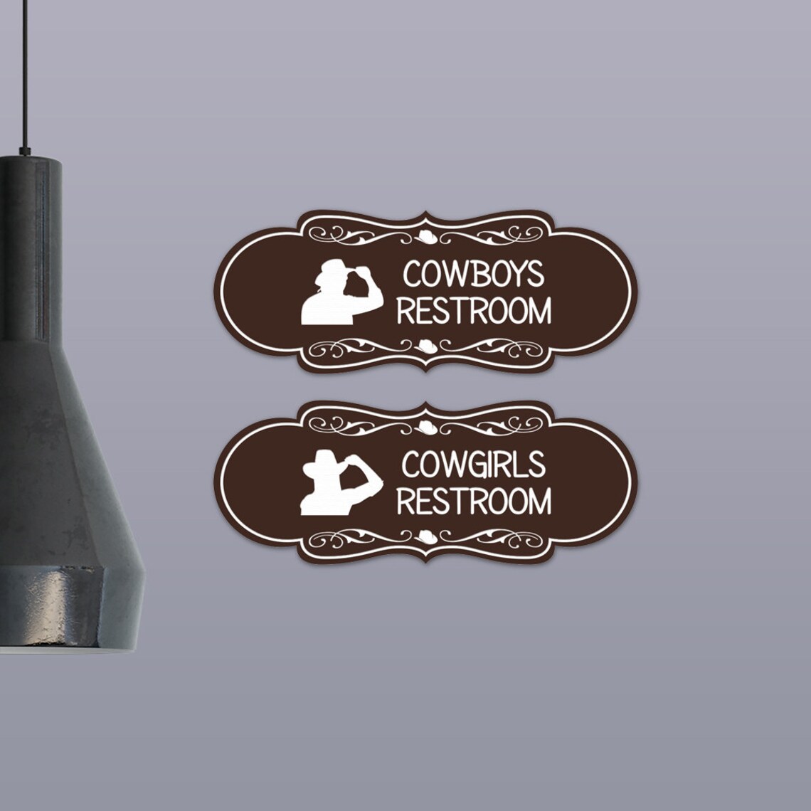Designer Cowgirls and Cowboys Restroom Signs set of 2 Wall - Etsy