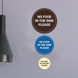 Circle No Food in the Sink Please Wall or Door Sign - Etsy
