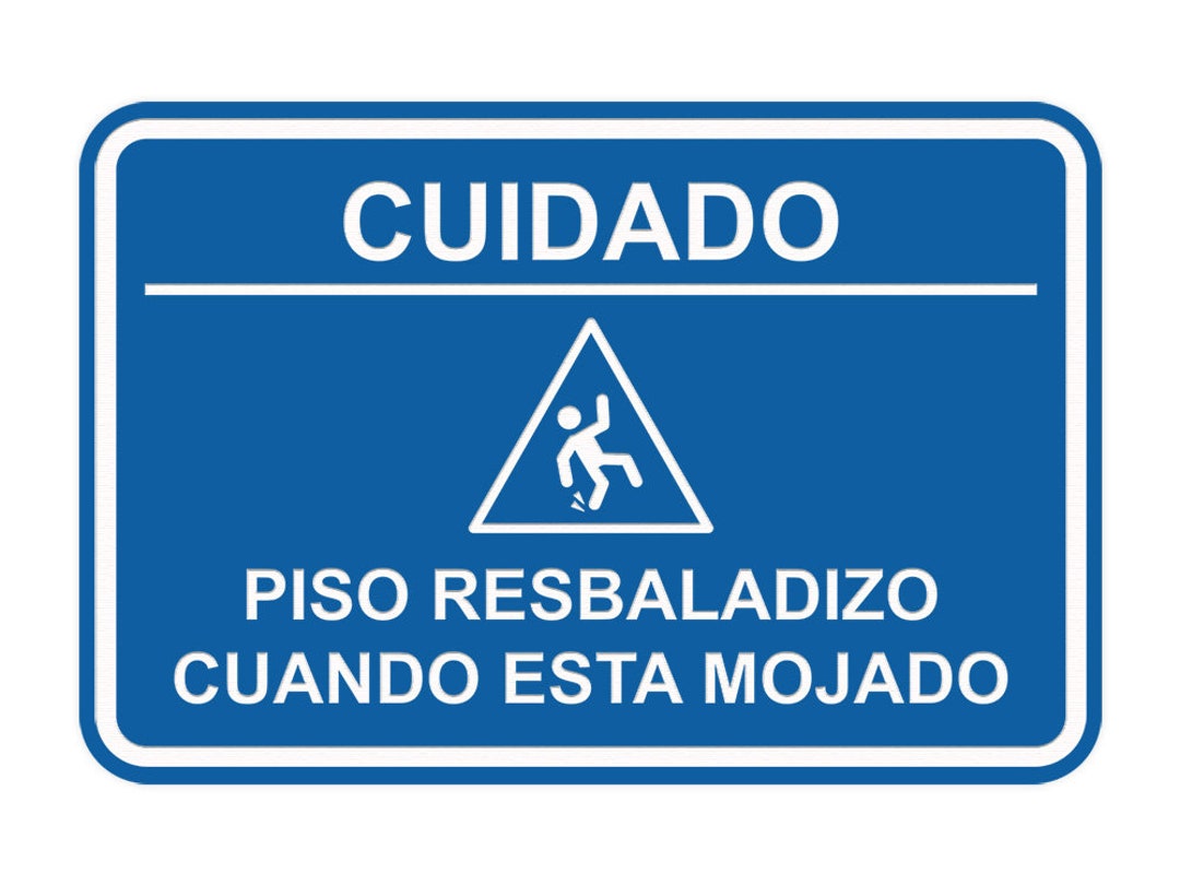 Signs Bylita Classic Framed Cuidado: Piso Resbaladizo Cuando - Etsy