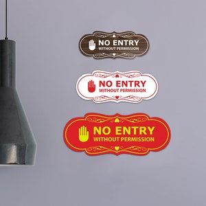 Signs Bylita Designer No Entry Without Permission Wall or Door Sign - Etsy