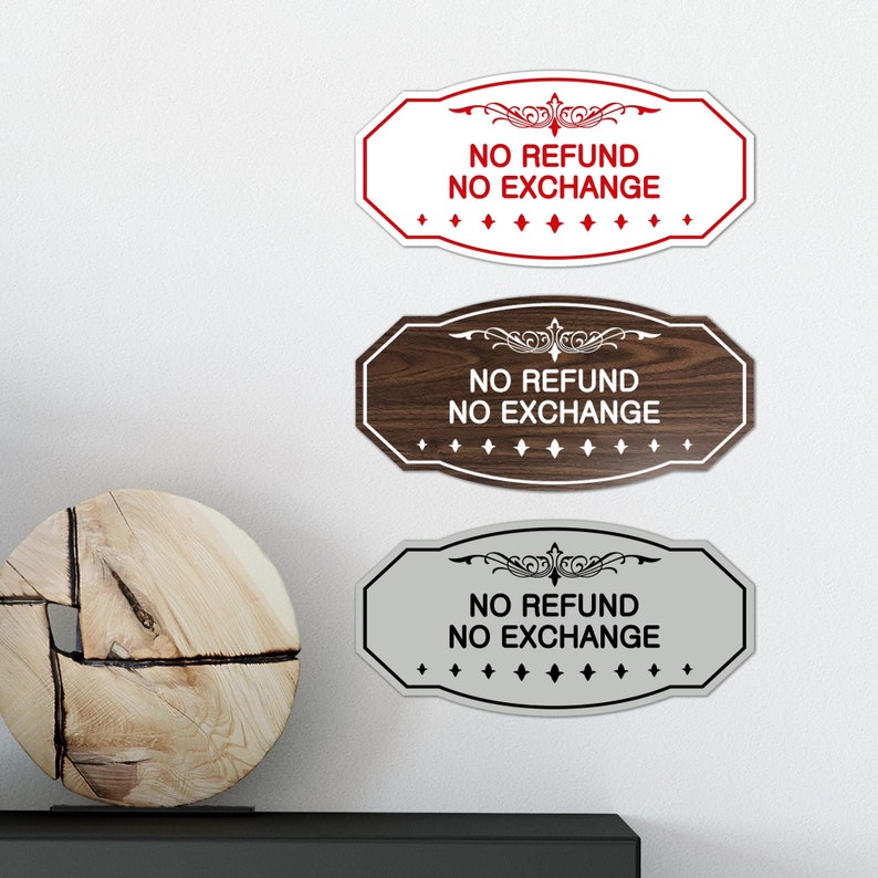 Victorian No Refund No Exchange Sign - Etsy