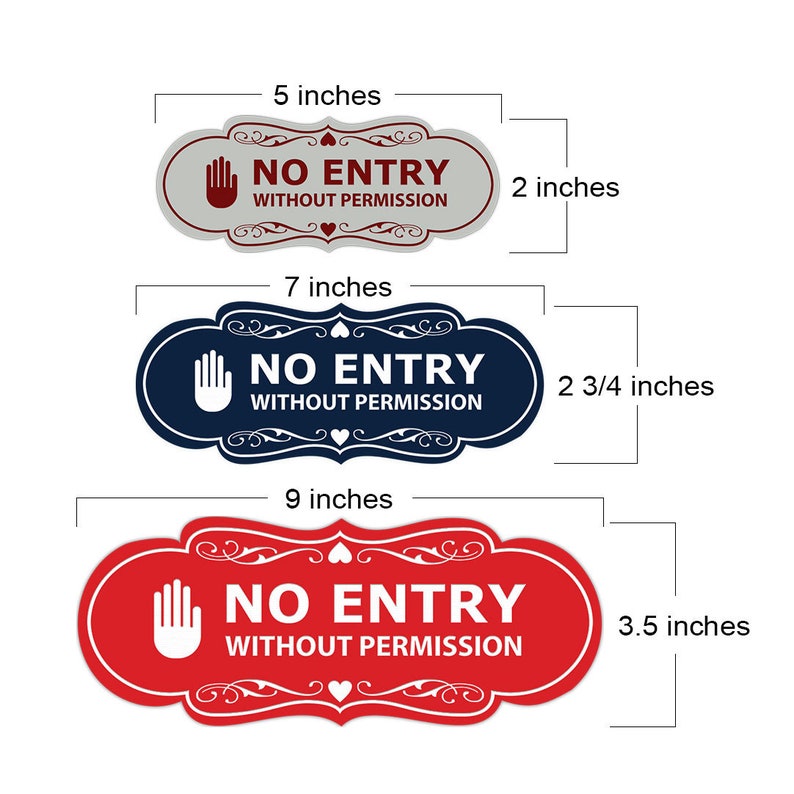 Signs Bylita Designer No Entry Without Permission Wall or Door - Etsy