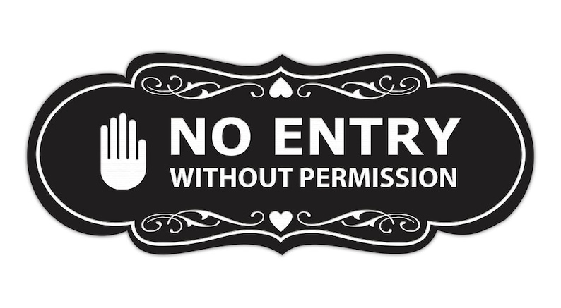 Signs Bylita Designer No Entry Without Permission Wall or Door - Etsy