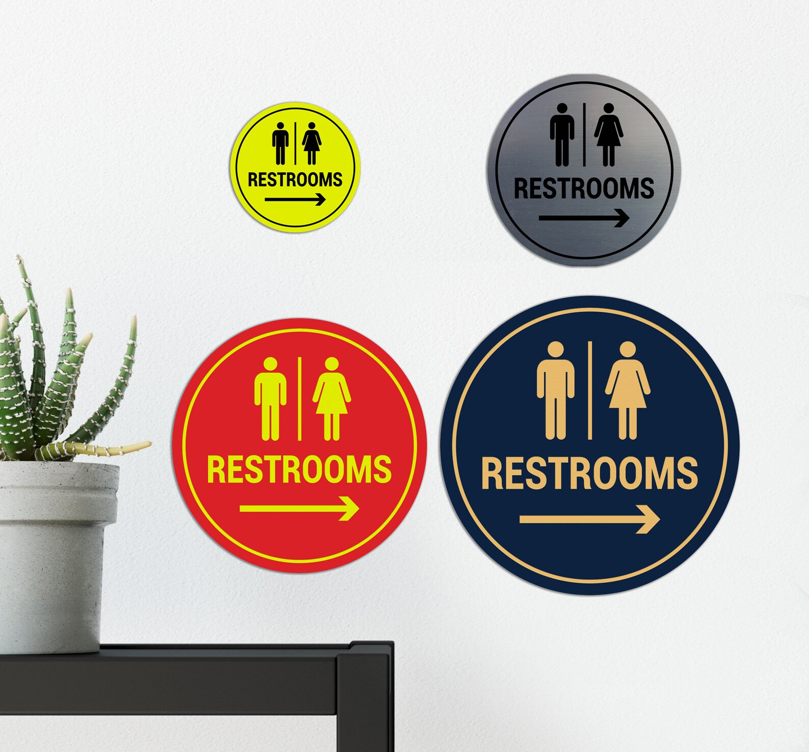 Signs Bylita Circle Restrooms Right Arrow Sign - Etsy