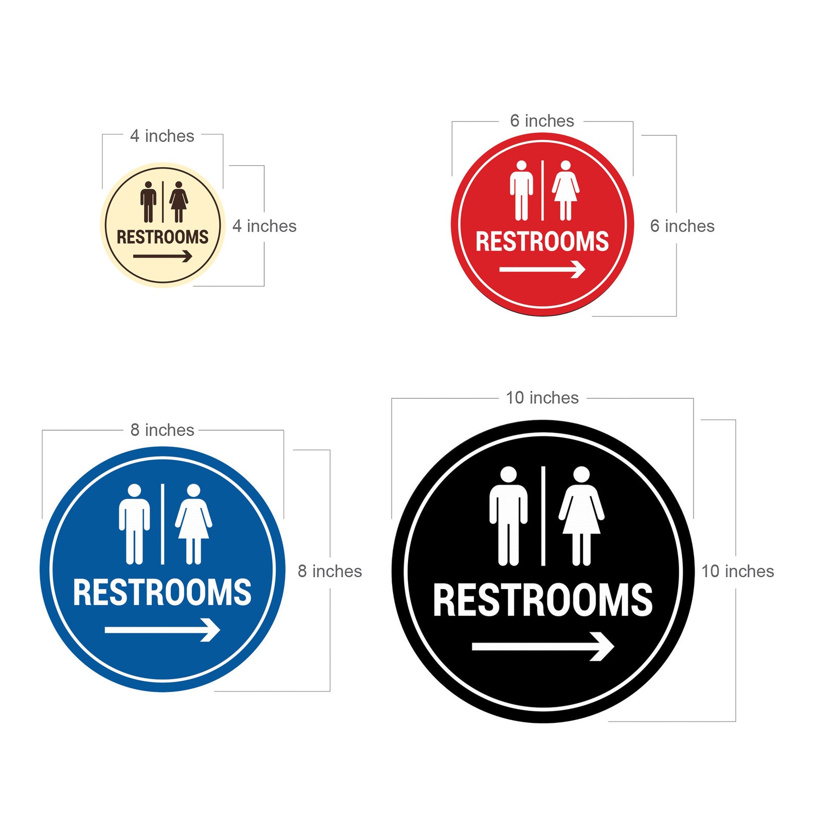 Signs Bylita Circle Restrooms Right Arrow Sign - Etsy