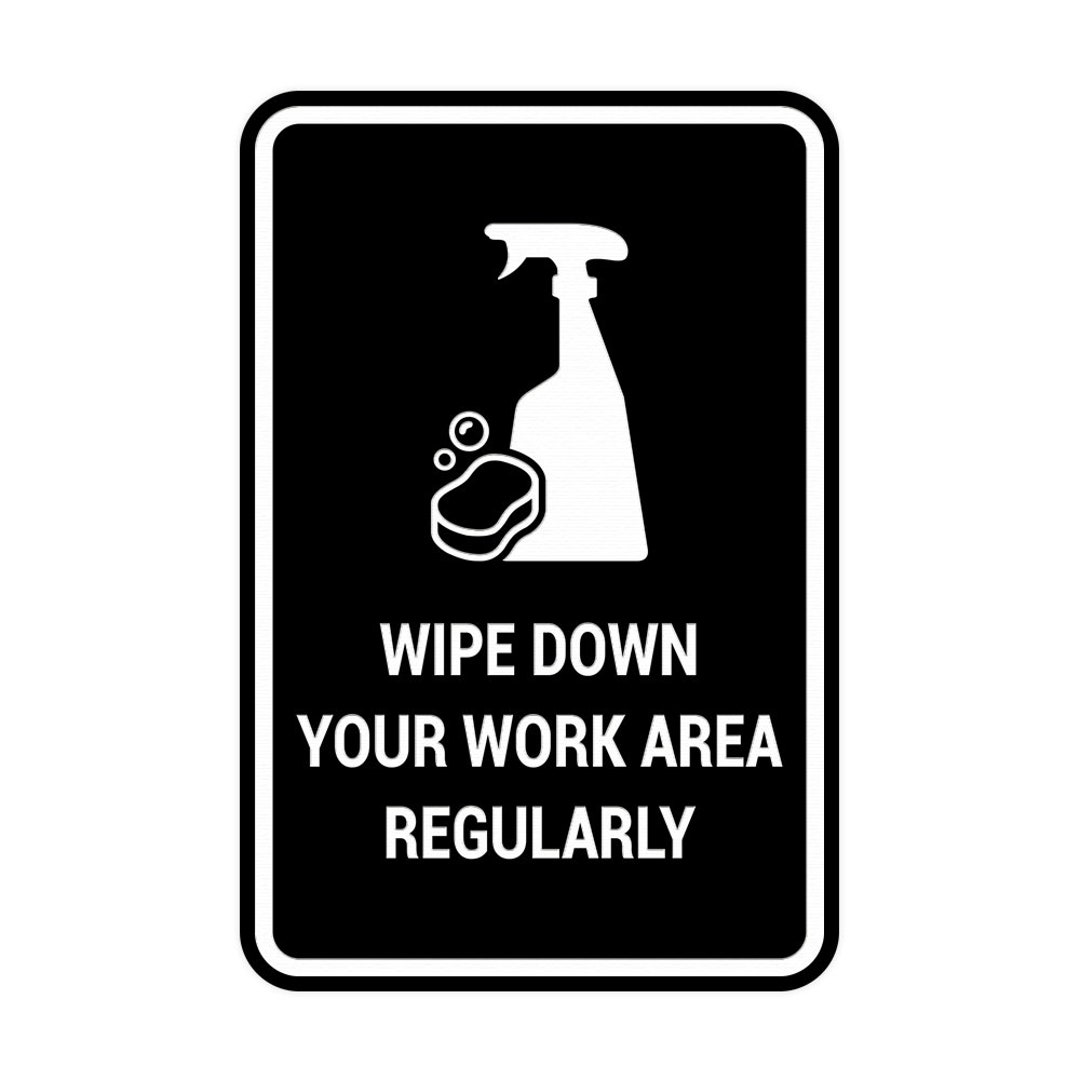 Portrait Round Wipe Down Your Work Area Regularly Sign - Etsy