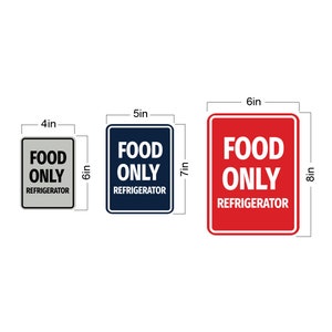 Portrait Round Notice: Food Only Refrigerator Door or Wall Sign Durable ...
