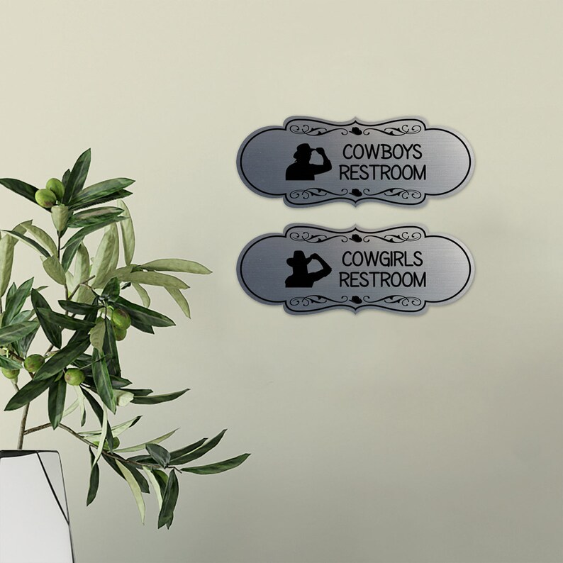 Designer Cowgirls and Cowboys Restroom Signs set of 2 Wall - Etsy