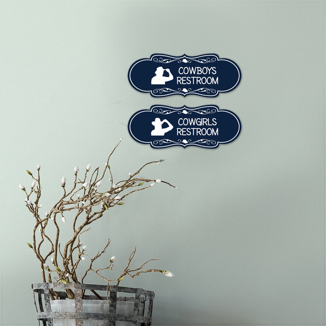 Designer Cowgirls and Cowboys Restroom Signs set of 2 Wall - Etsy