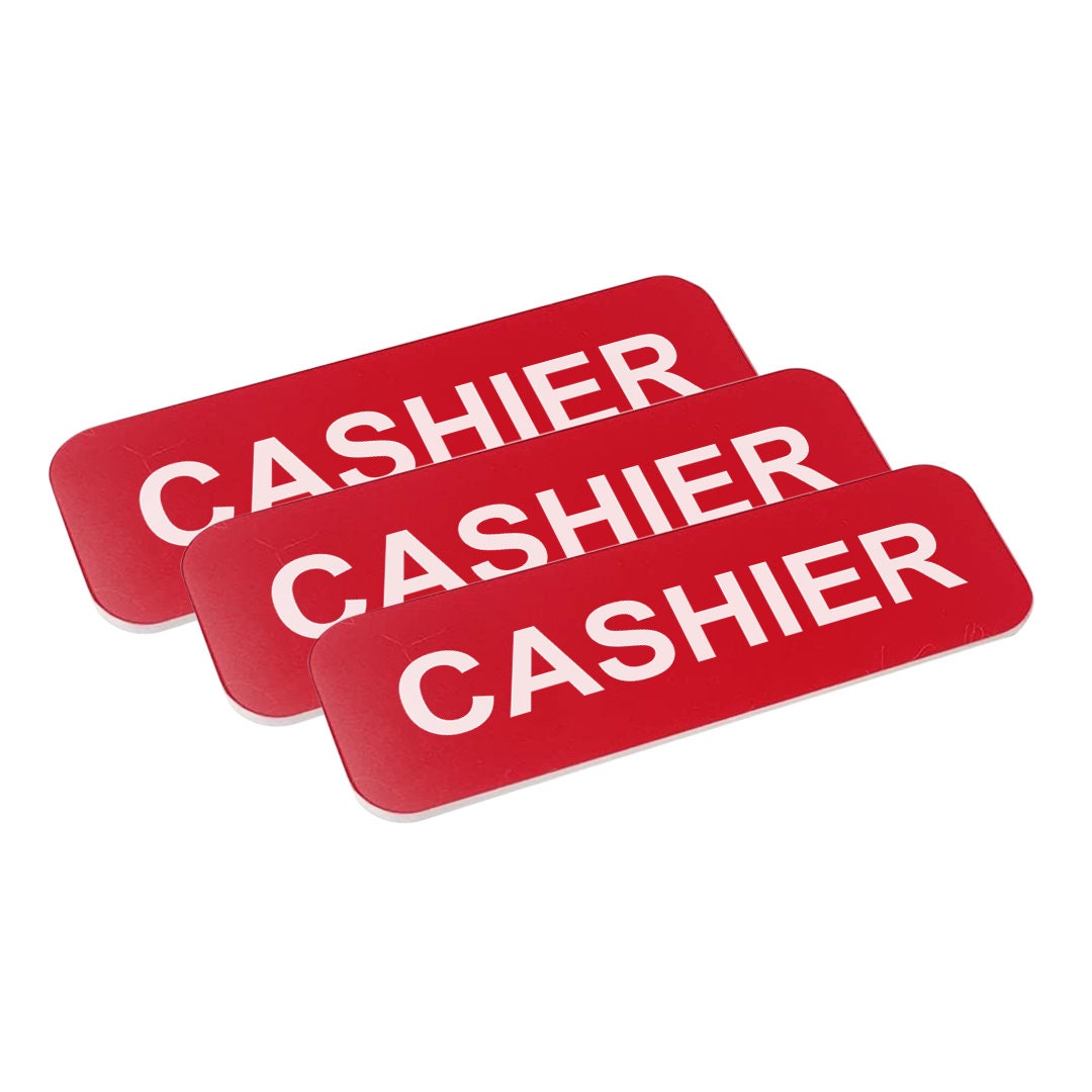 Cashier 1 X 3 Name Tag/badge 3 Pack - Etsy
