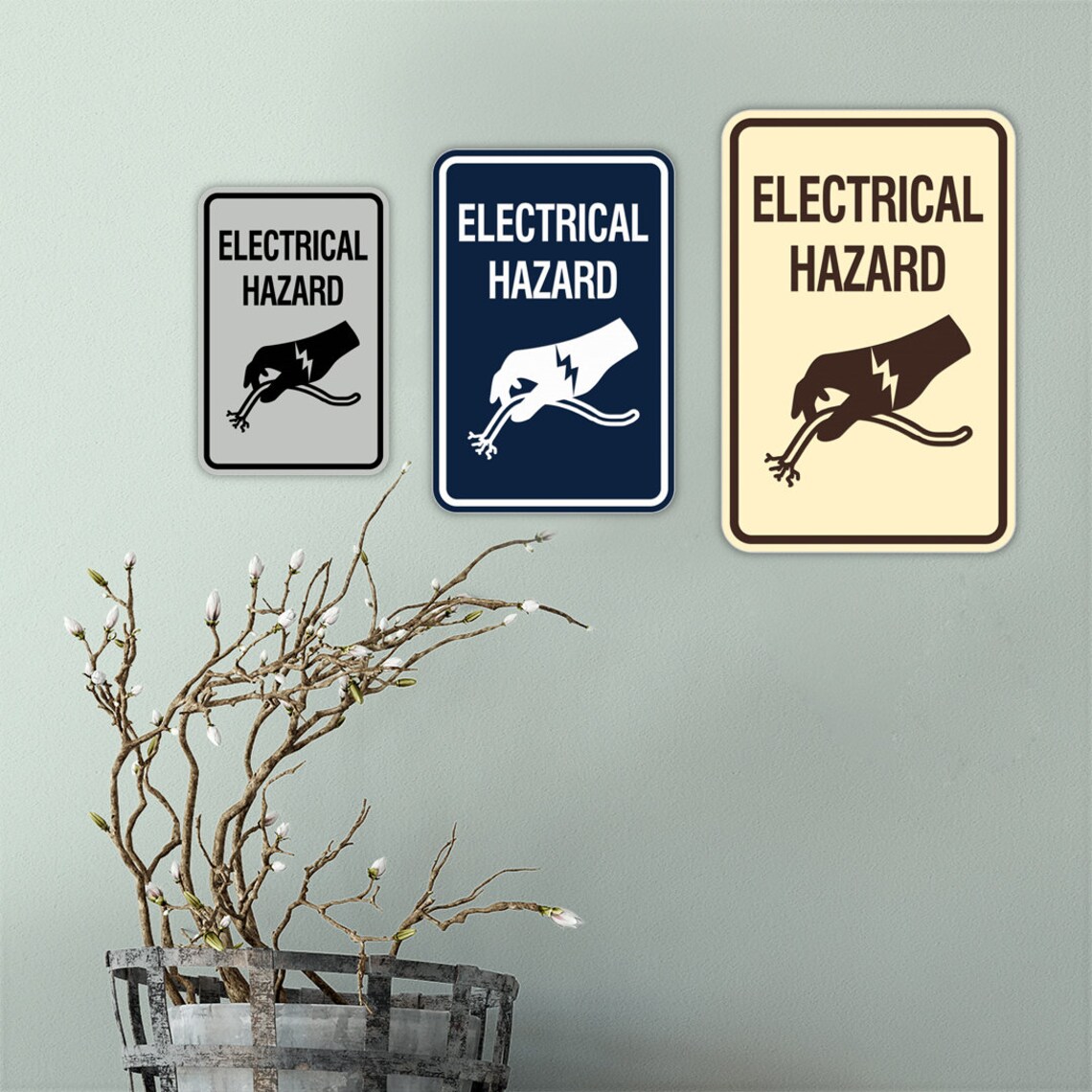 Portrait Round Electrical Hazard Wall or Door Sign - Etsy