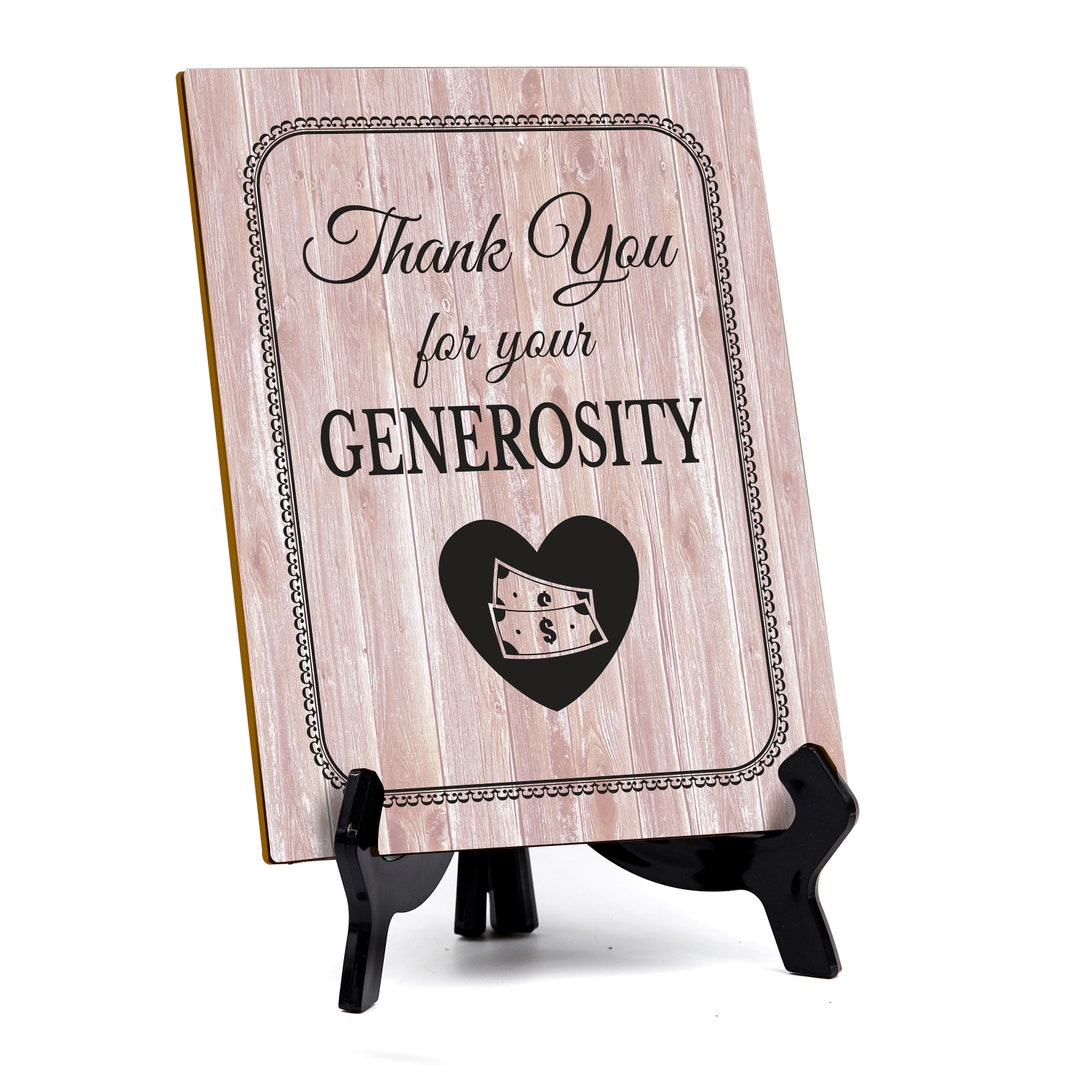 Signs Bylita Thank You for Your Generosity Table Sign With Acrylic ...