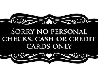 No Personal Checks Accepted Sign - Etsy