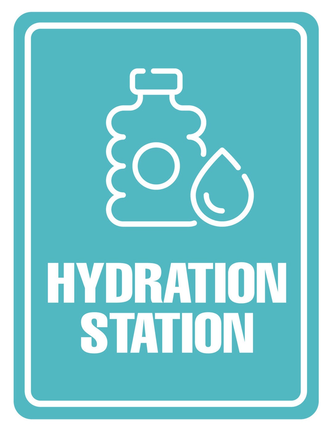 Portrait Round Plus Hydration Station Wall or Door Sign Business ...