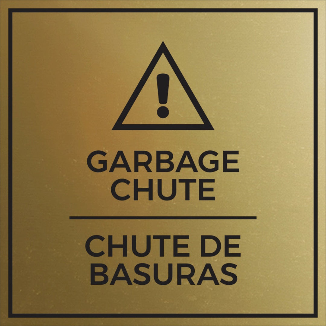 Signs Bylita Square Garbage Chute Door or Wall Sign Spanish Bilingual ...