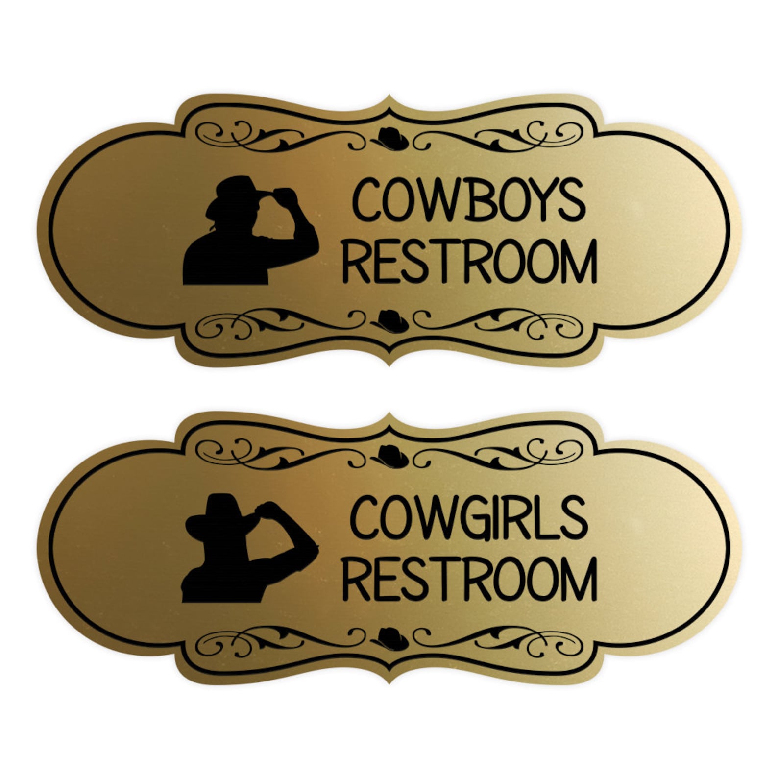 Designer Cowgirls and Cowboys Restroom Signs set of 2 Wall - Etsy