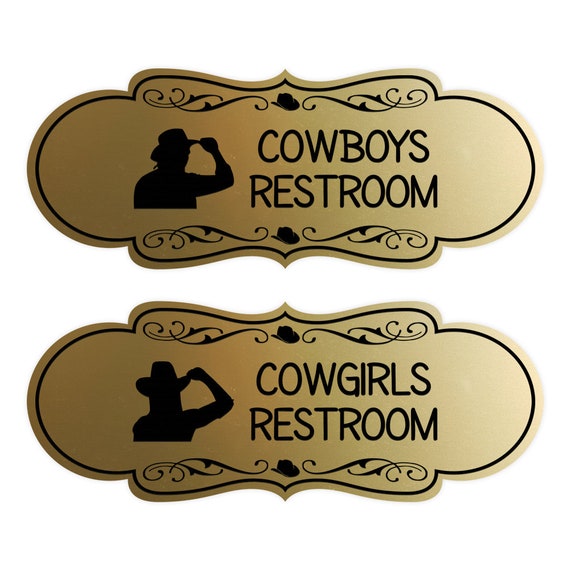 Designer Cowgirls and Cowboys Restroom Signs set of 2 Wall | Etsy
