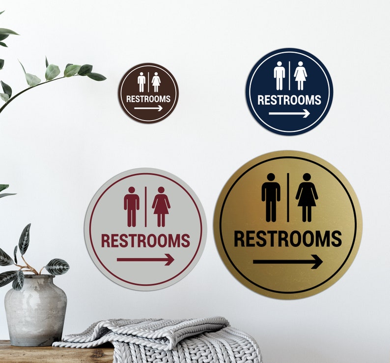 Signs Bylita Circle Restrooms Right Arrow Sign - Etsy