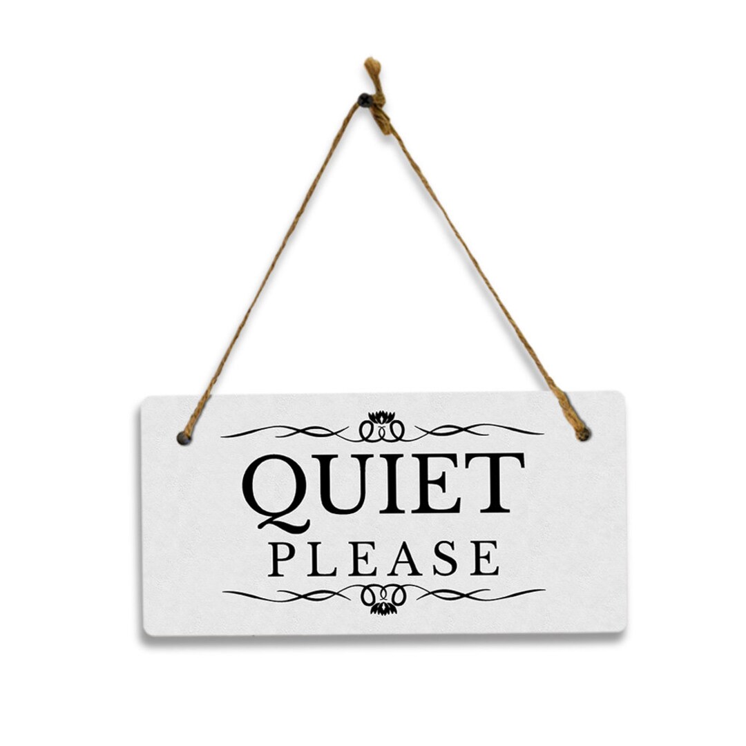 Quiet Please 5 X 10 Hanging Wall or Door Sign Rustic Twine Stylish ...