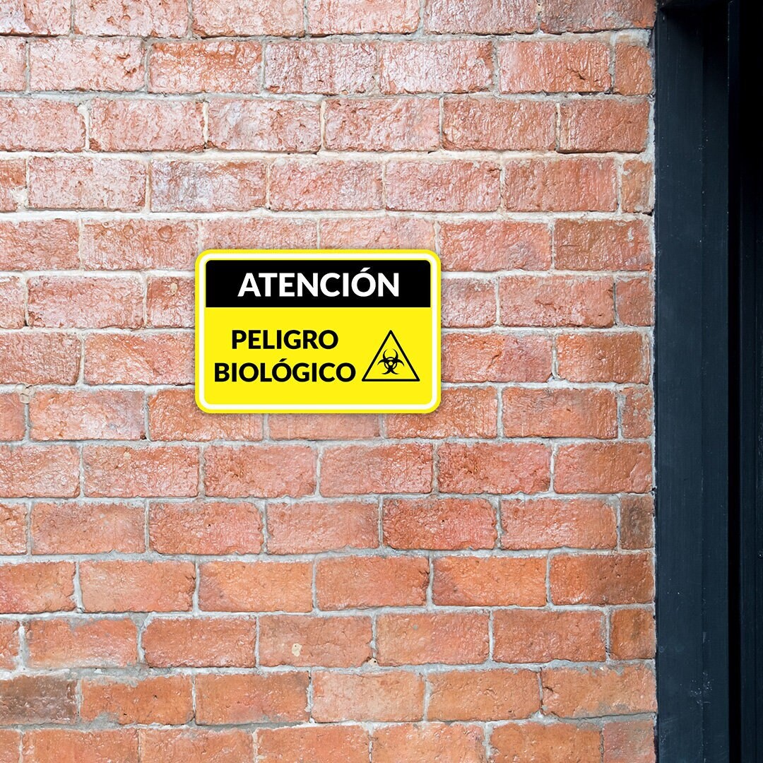Classic Framed Plus Atención Peligro Biológico Door or Wall Sign ...