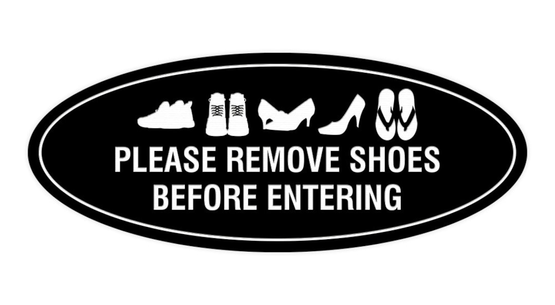 Oval Please Remove Shoes Before Entering Sign - Etsy