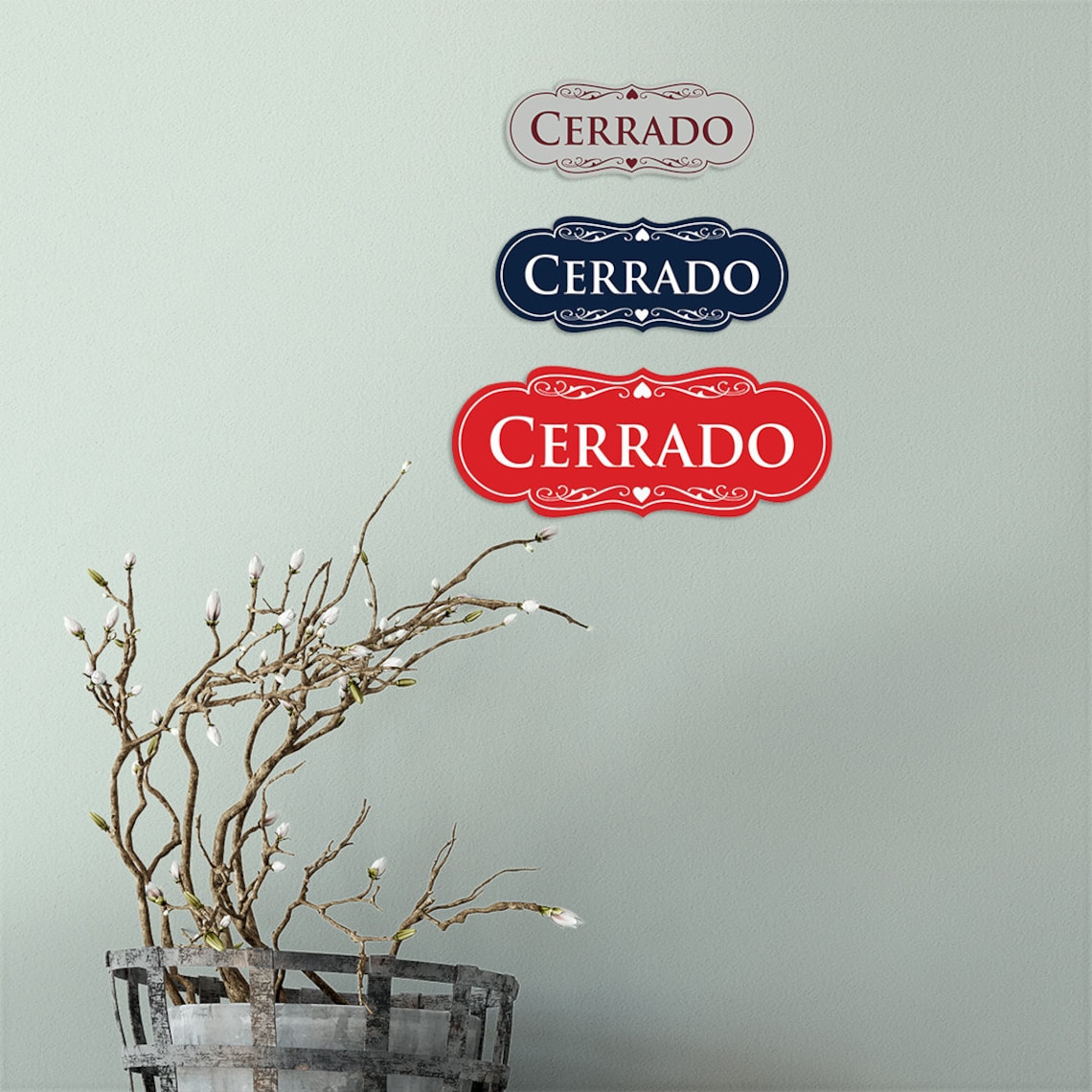 Designer Spanish Cerrado Wall or Door Sign - Etsy
