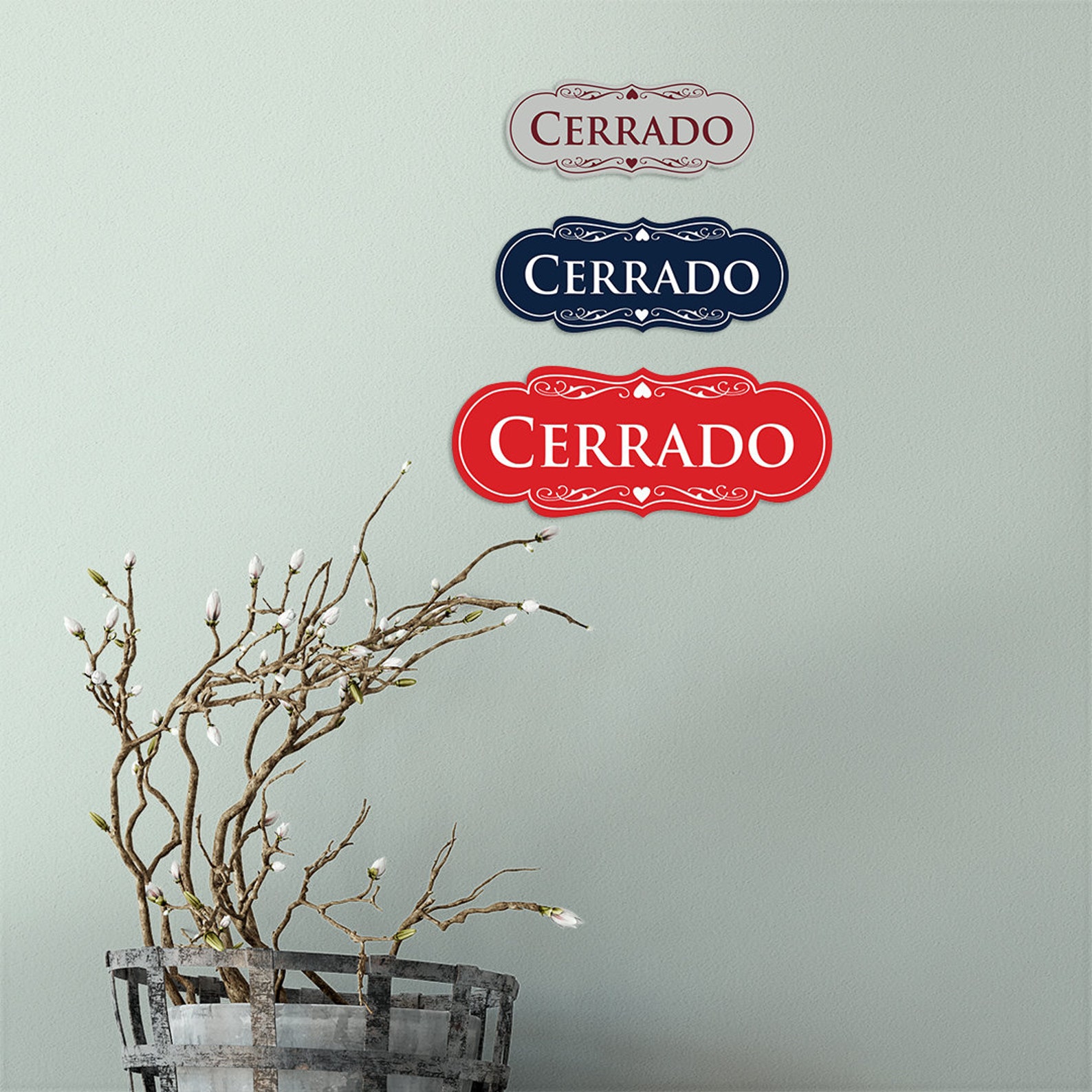 Designer Spanish Cerrado Wall or Door Sign - Etsy
