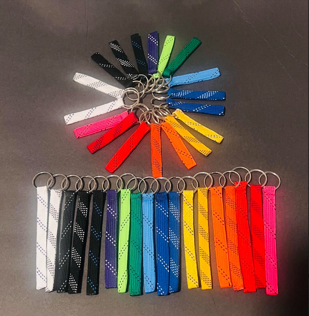 Hockey Lace Keychain / Skate Lace Keychain / Zipper Pull / Hockey Lace ...