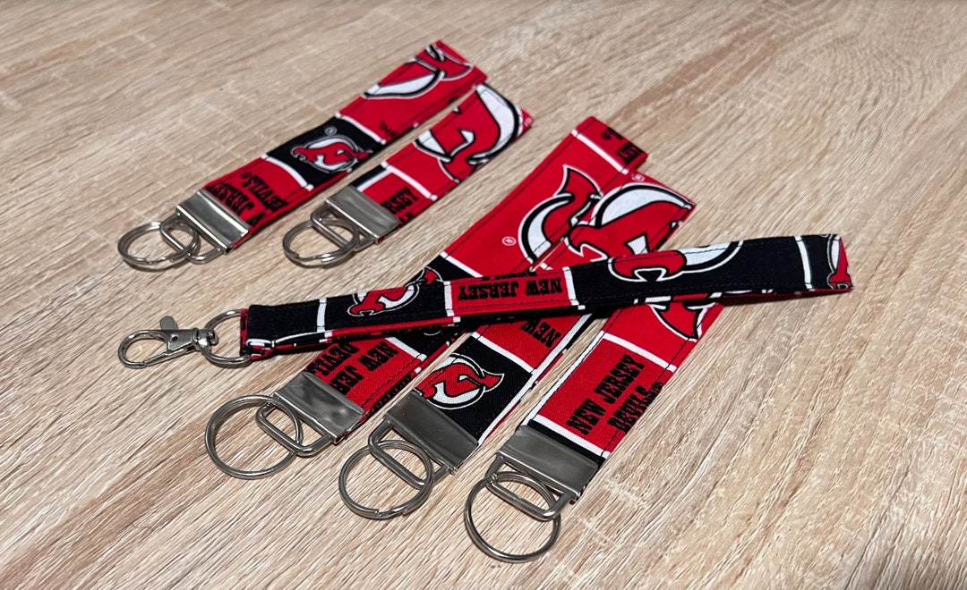 NJ Devils Block Pattern Key Fob Keychain | Fabric Keychain | Wristlet ...