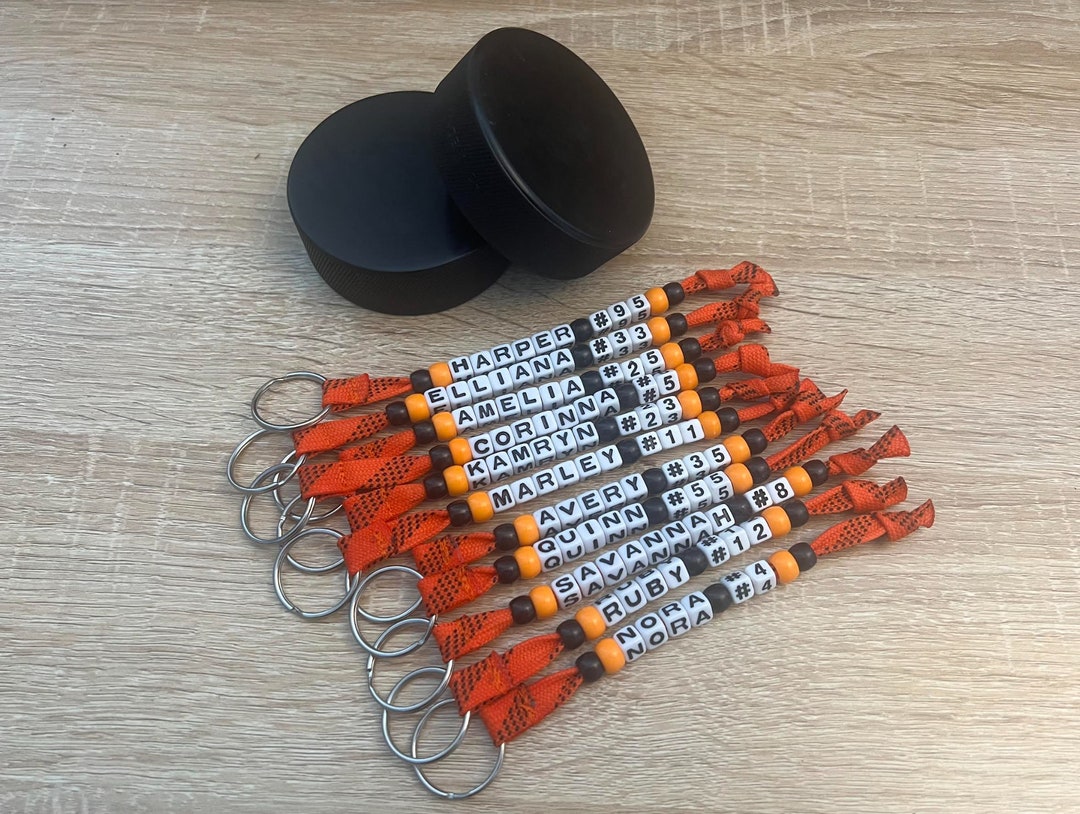 Hockey Keychain | Hockey Team Gift | Beaded Hockey Lace Keychain ...
