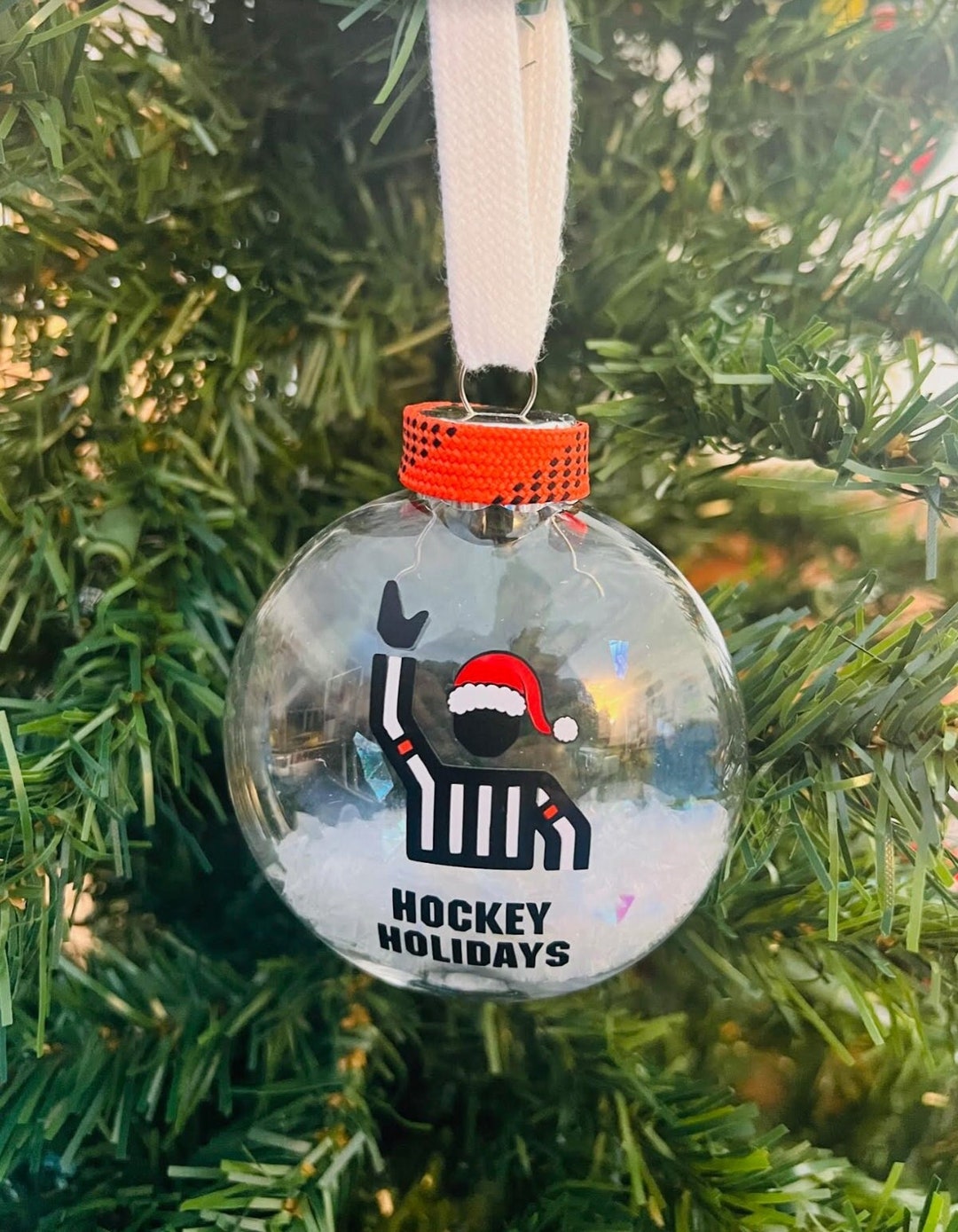 Hockey Referee Clear Disc Ornament | Hockey Referee Ornament | Hockey Referee Gift | Hockey ...