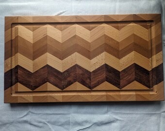 Five-wood Edge Grain Cutting Board - Etsy