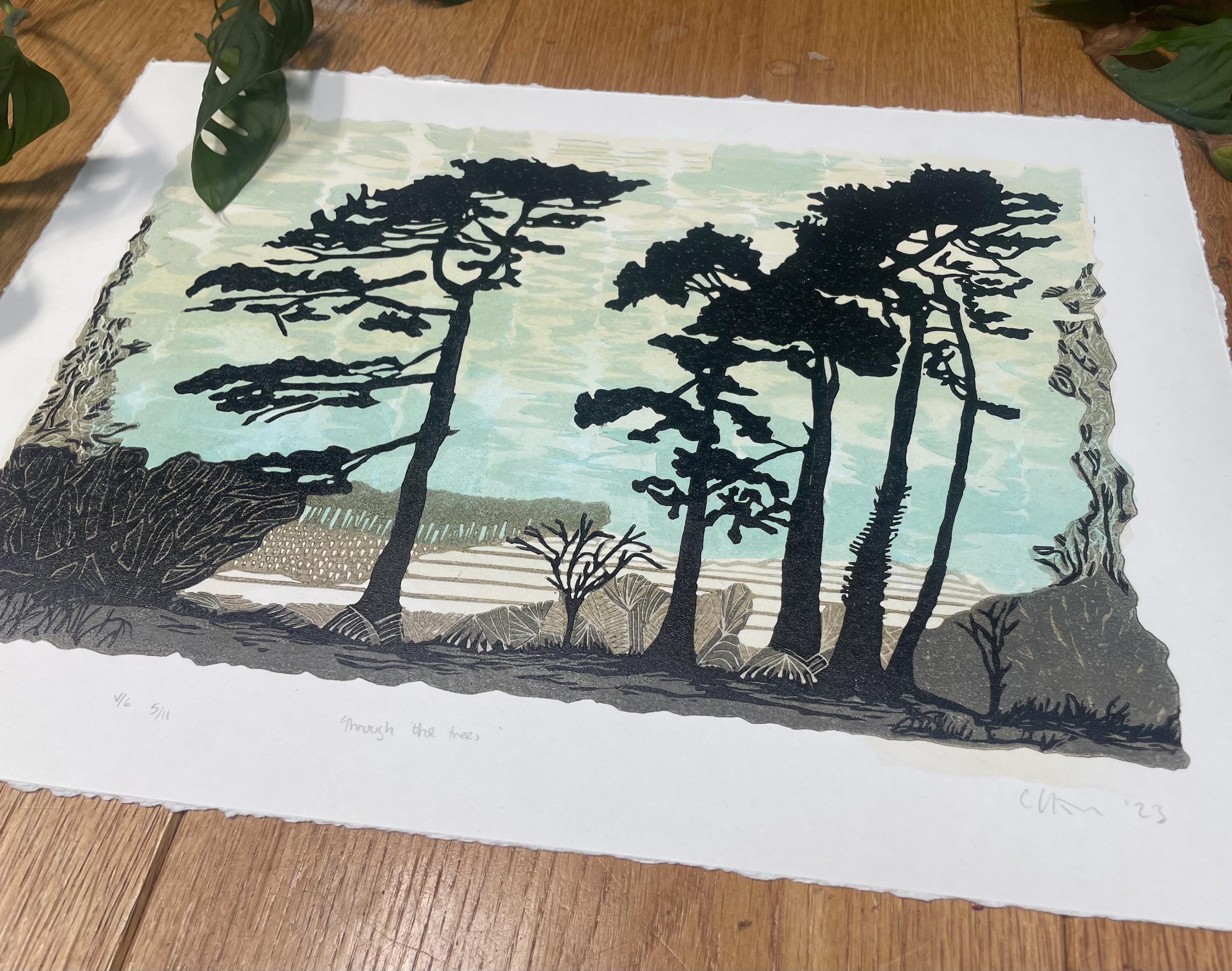Linocut Tree Silhouette Print Suffolk Trees Snape Maltings - Etsy