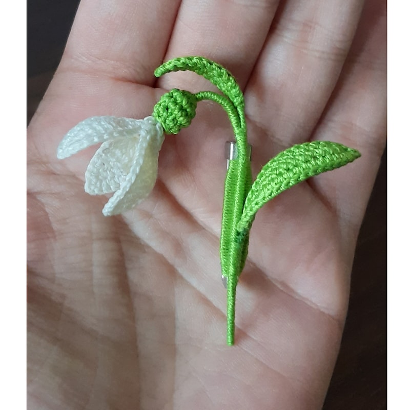 Crochet Snowdrop Brooch - Etsy