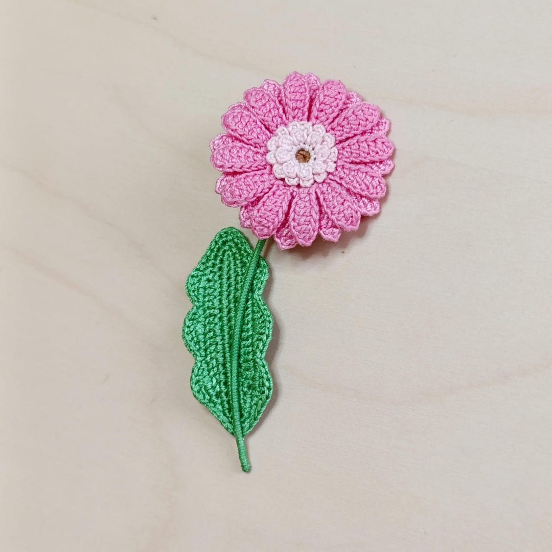 Gerbera Flower - Crochet Pattern - Gerbera Brooch - DIY Flower Brooch - Micro Crochet Flower - Etsy