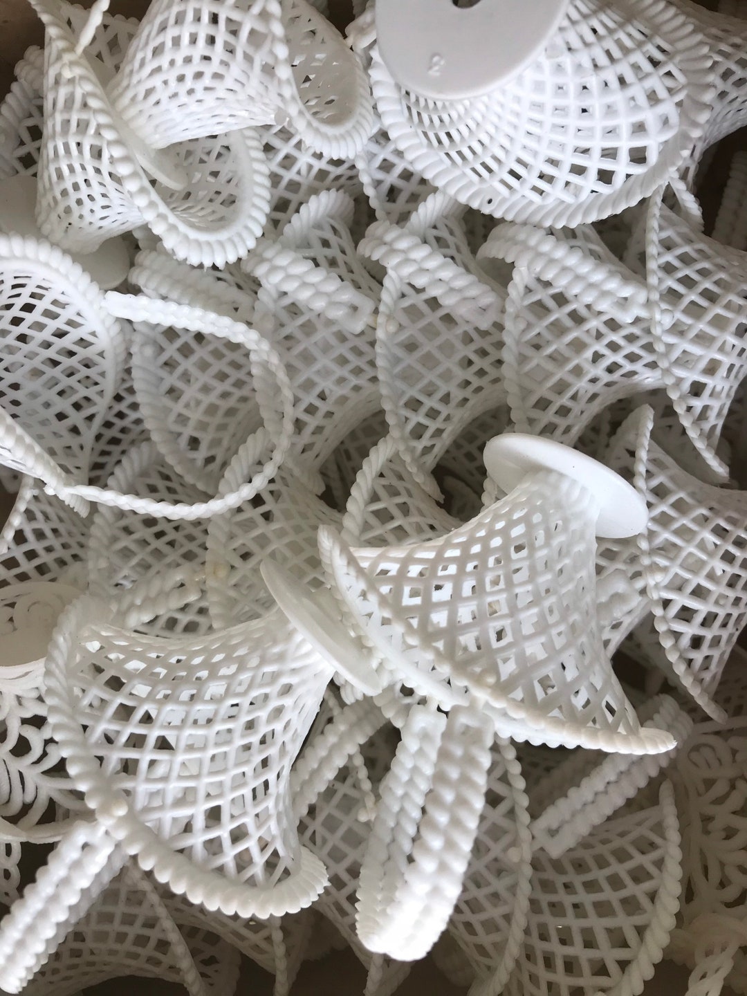 Vintage Plastic White Lace Baskets With Handles for Wedding or Party ...