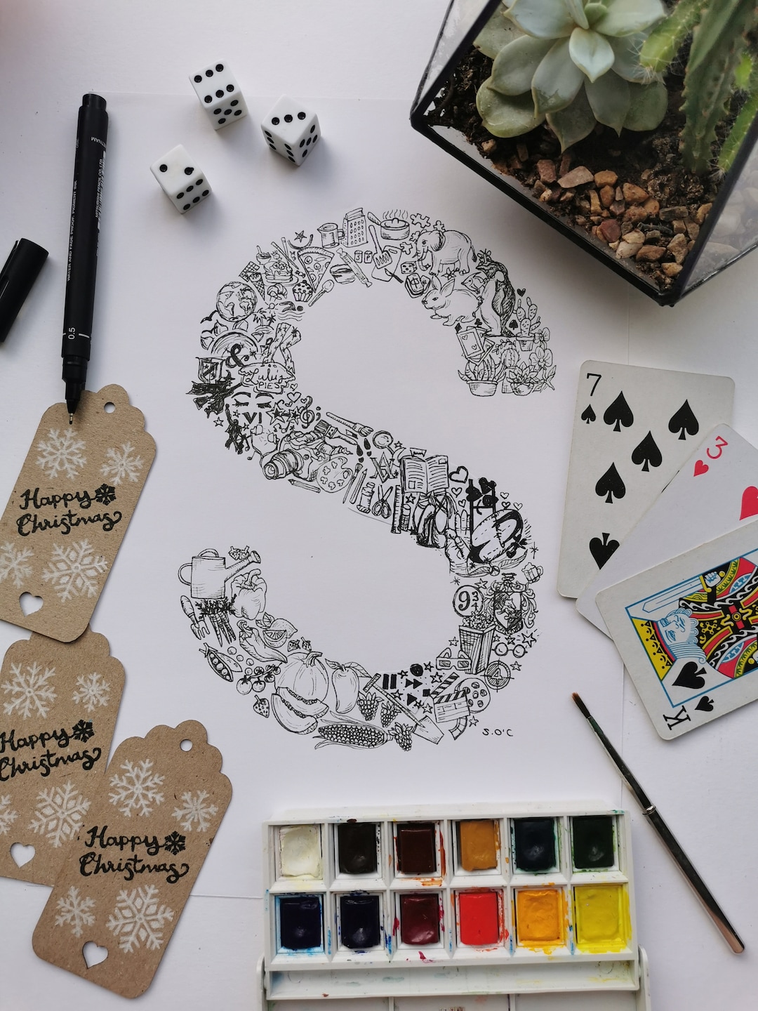 Hand-drawn Personalised Letter A4 Drawing, Custom Drawing, Recycled ...