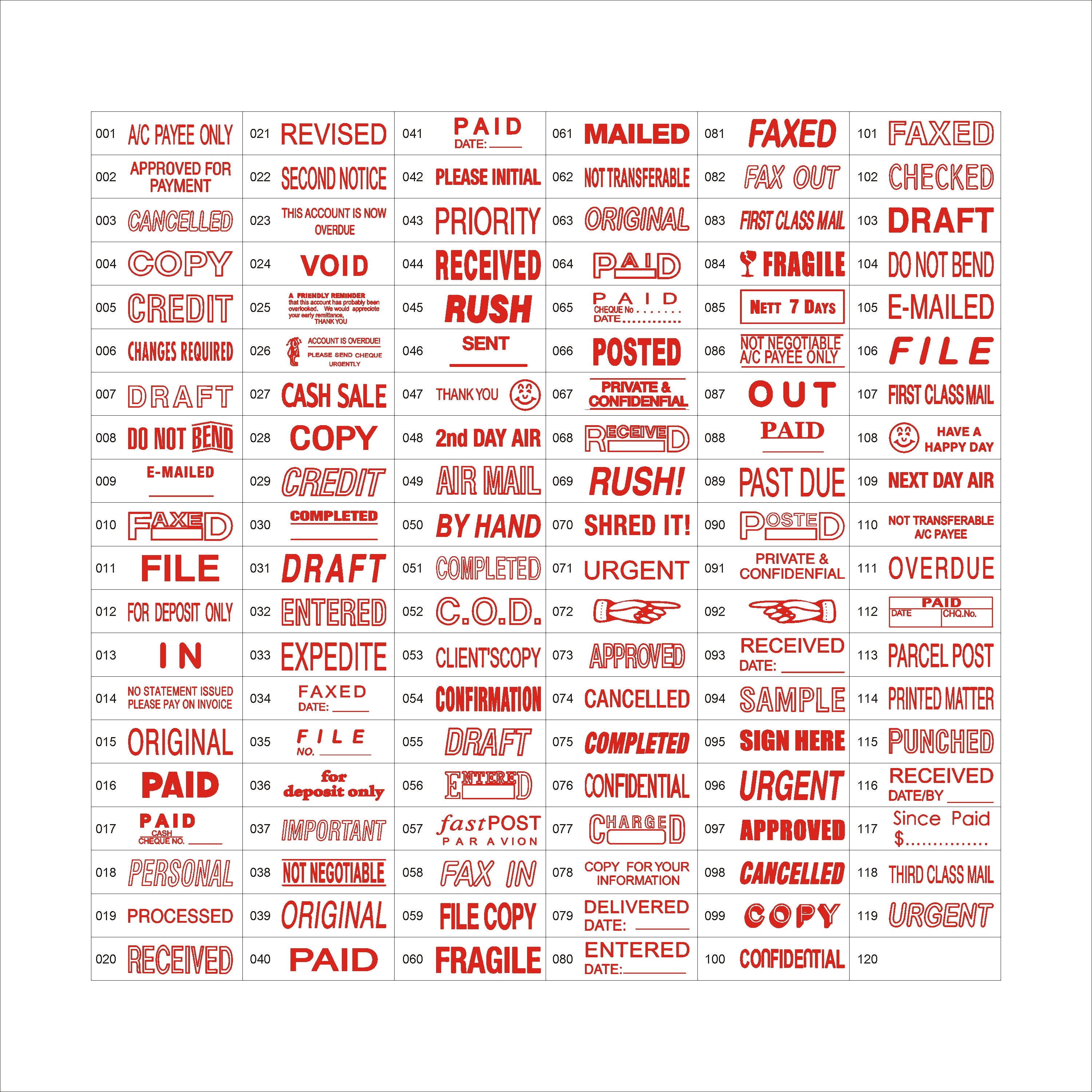 Self-inking Office Message Stamp With Protective Cover, Choose From 119 ...