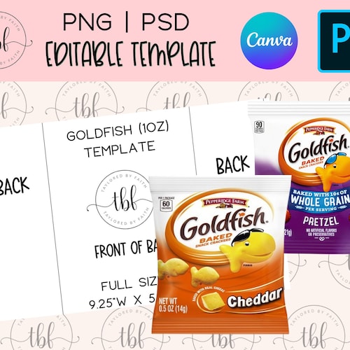 Goldfish Wrapper Template Goldfish Party Favor Goldfish Chip - Etsy