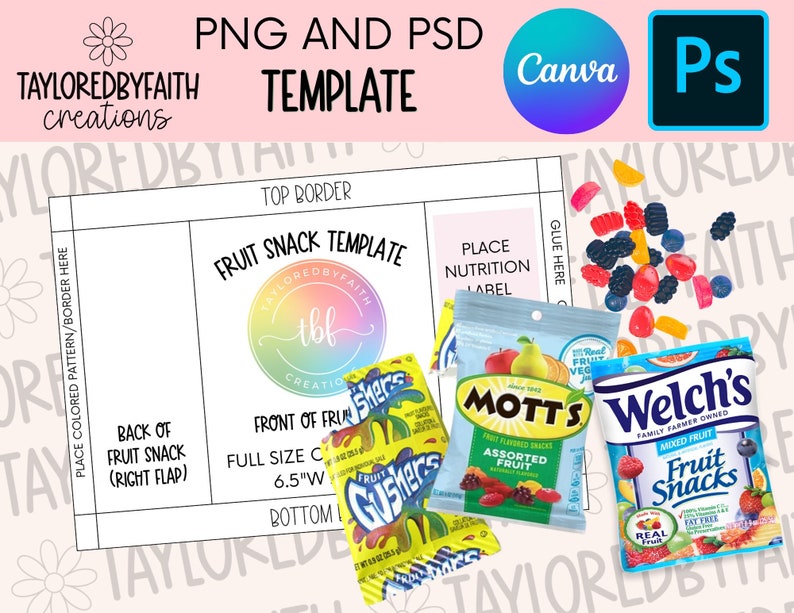 Fruit Snack Wrapper Template, Party Favor (digital File) - Etsy