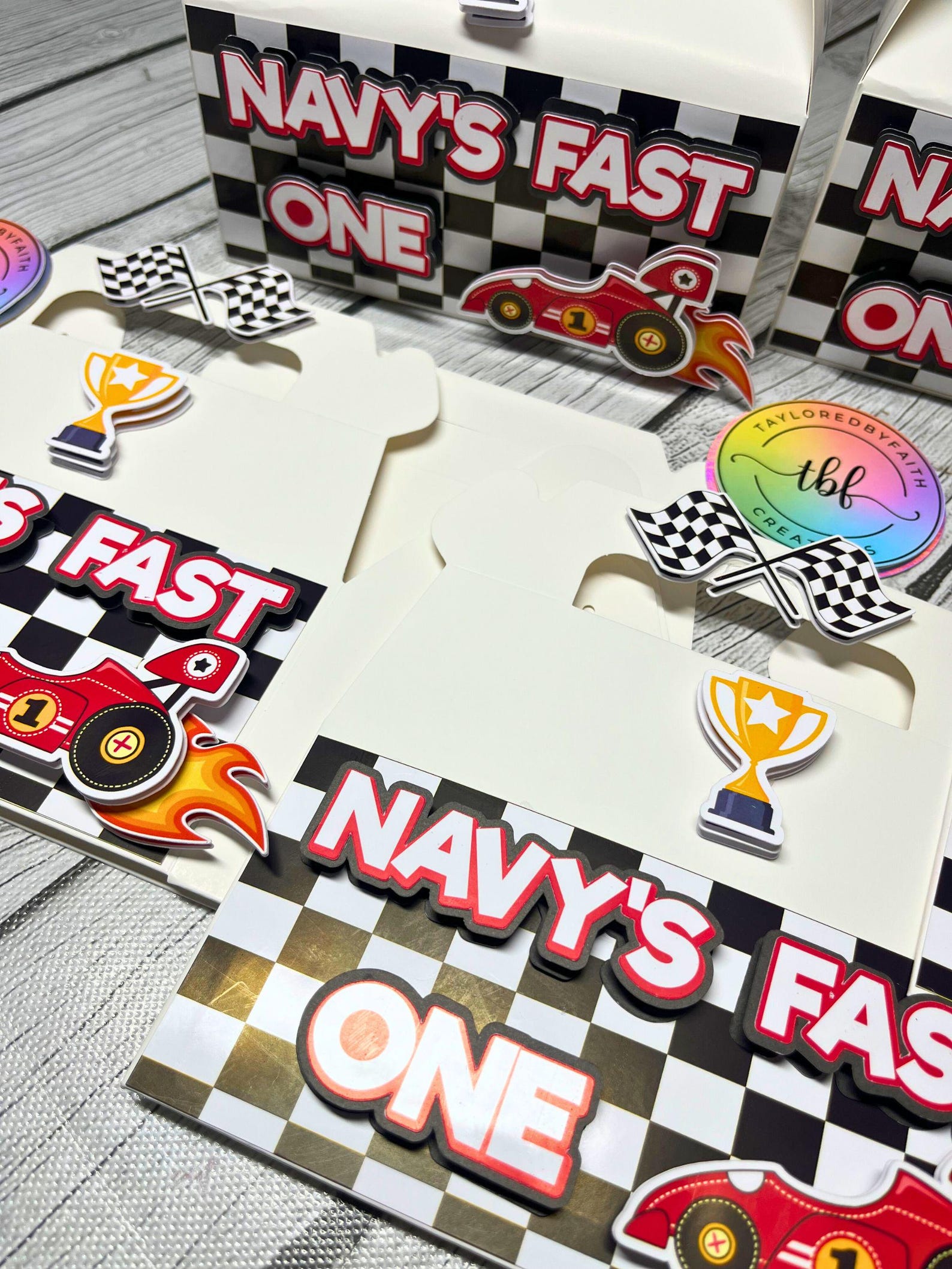 Fast One Treat Boxes, Race Car Party Favors, Boy 1st Decorations ...