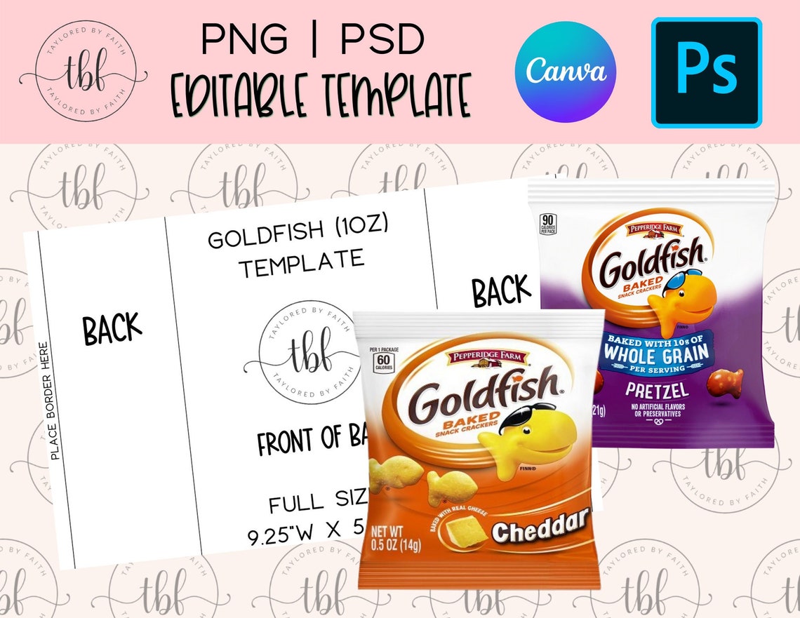 Goldfish Wrapper Template Goldfish Party Favor Goldfish Chip - Etsy