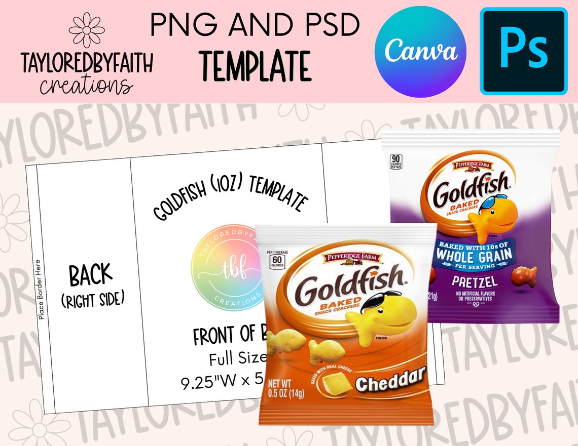 Goldfish Wrapper Template, Goldfish Party Favor, Goldfish Chip Bag ...