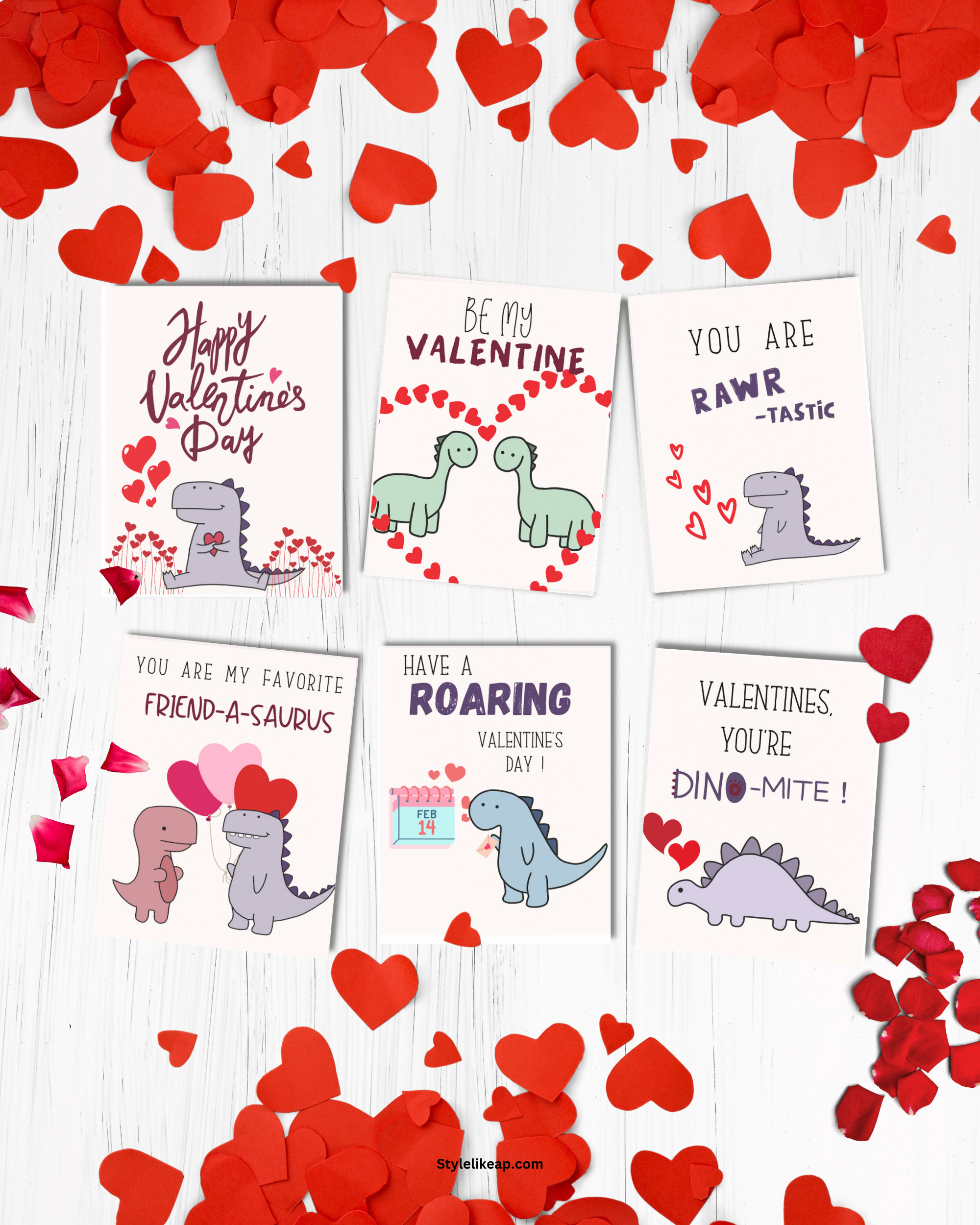 Printable Dinosaurs Valentine Cards INSTANT DOWNLOAD Kids Valentine ...