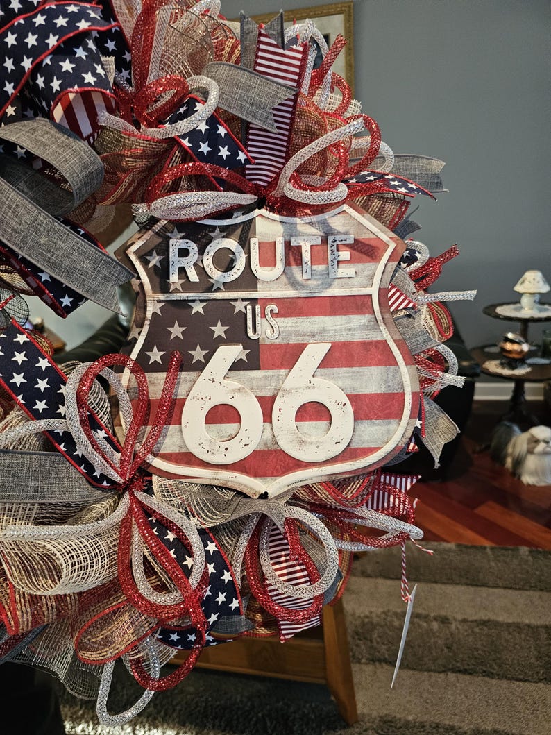 Route 66 Deco Mesh Wreath, Man Cave Decor - Etsy