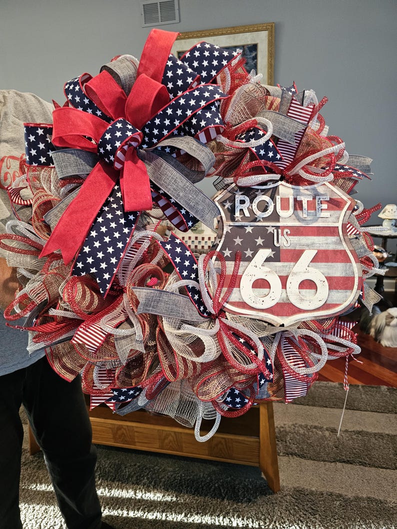 Route 66 Deco Mesh Wreath, Man Cave Decor - Etsy
