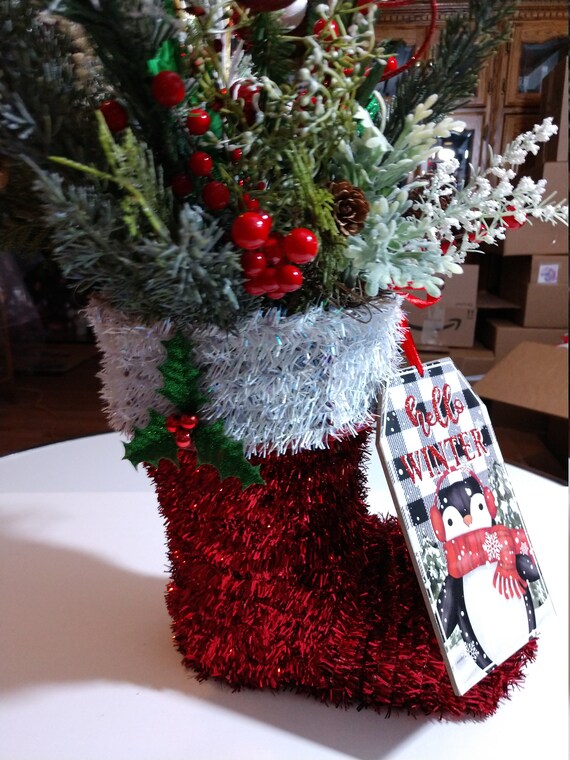 Home & Living Santa's Boot Floral Centerpieces & Table Décor etna.com.pe