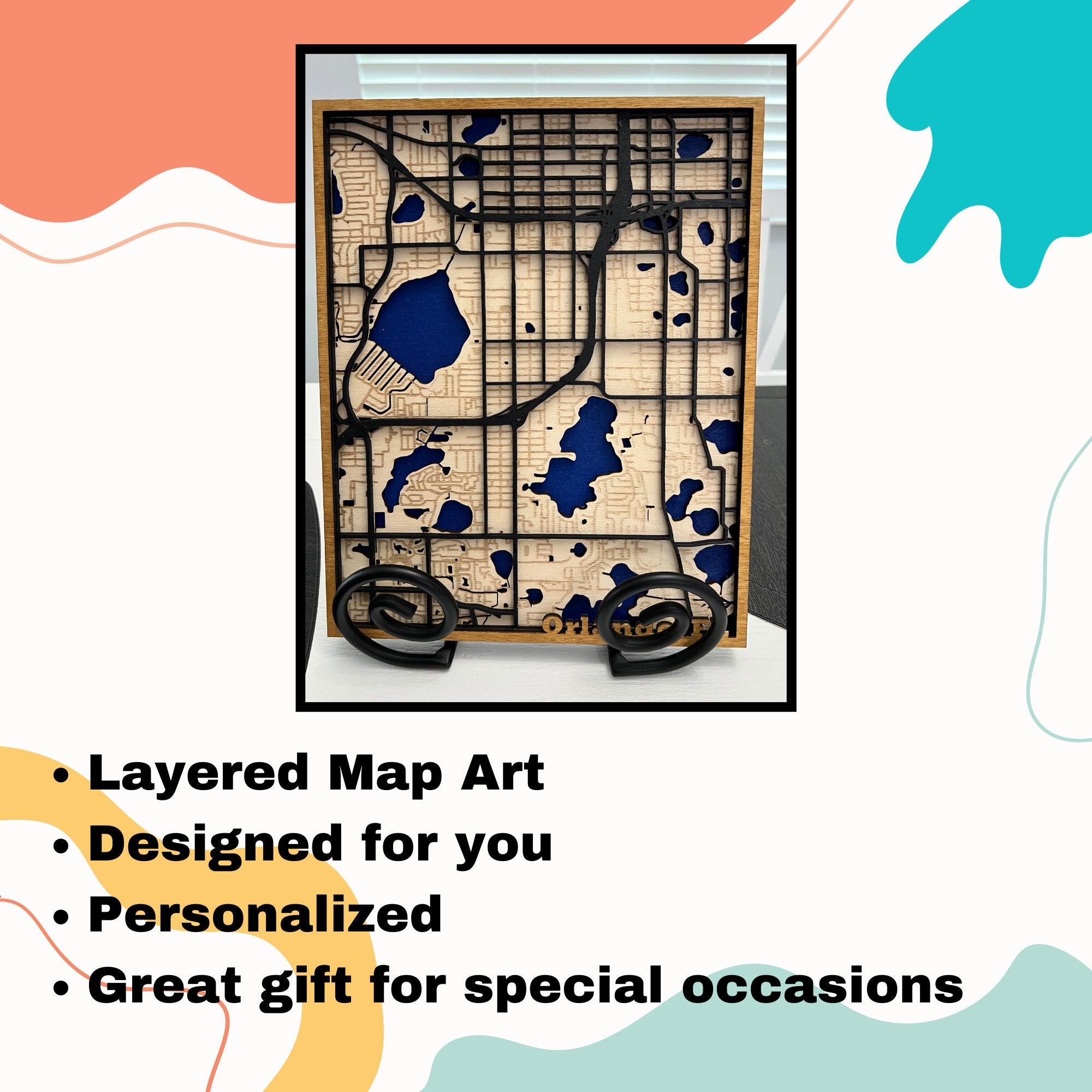 Custom Layered Wooden City Map - Personalized 8x10 Inch Map Art - Etsy